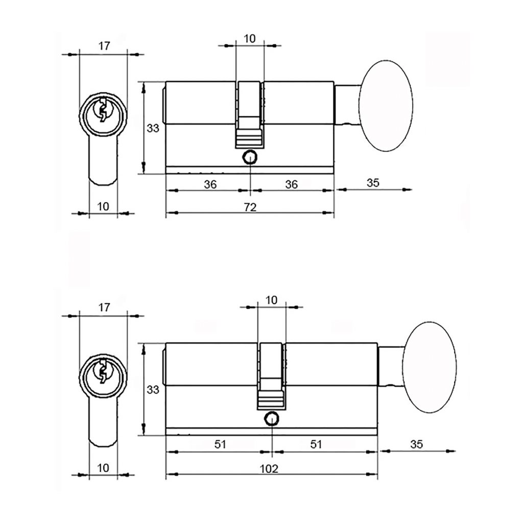 CYL.+TURNING SNIB (5 PINS)