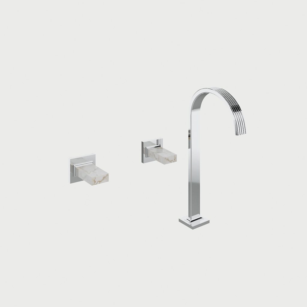 KEA Deck mount spout with wall mounted marble tap handles